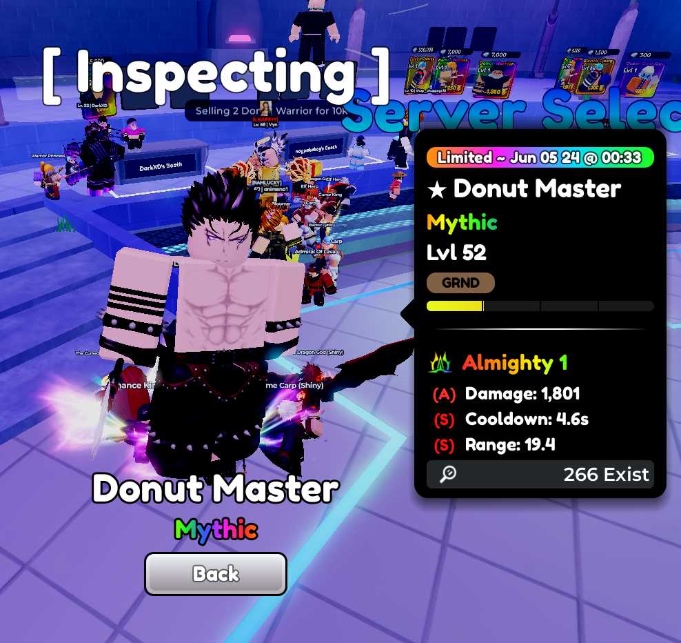 CHEAPEST ON THE MARKET mythic Donut Master with Almighty trait - Anime ...