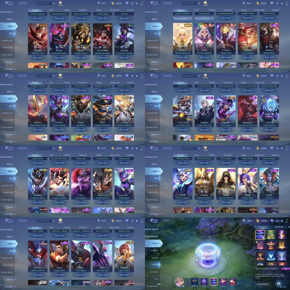 455 Skins. 4 Legend. 4 Collector. 2 Abyss. Lesley Aspirant. KOF Paquito ...