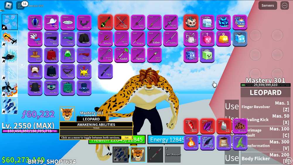 Blox Fruit Account Lv:2550Max | Full Awaken Leopard | GodHuman | Cursed ...