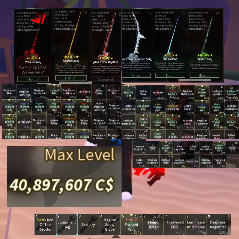 ID 273 Fisch: Level 750 Max- 40m C$ - Rod of the Forgotten Fang, No ...