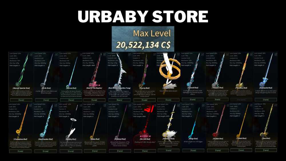 [ID007] FISCH ACCOUNT LEVEL 1000/MAX - 20M MONEY - SERAPHIC ROD - 70% ROD