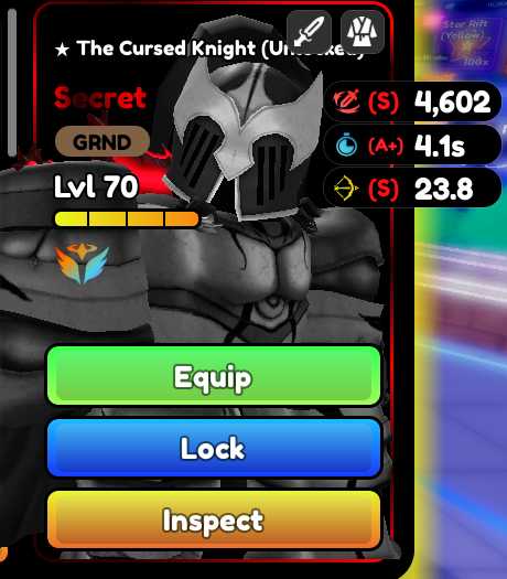 [ Anime Defenders ] - Unit The Cursed Knight Lv70 - Trait Vip | Fast ...