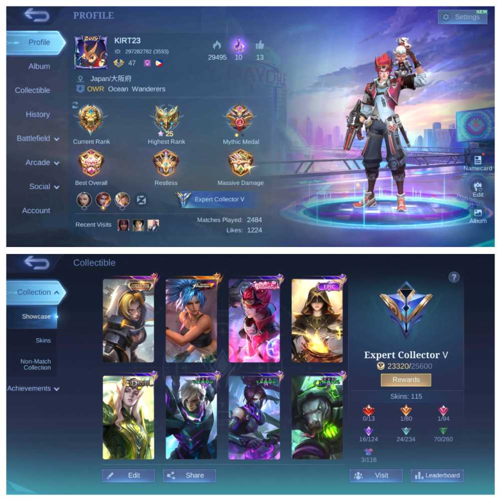 ML38 HERO 95 SKINS 115 KOF KARINA,COLLECTOR NATA EPIC 7 SKIN VENOM 3 ...