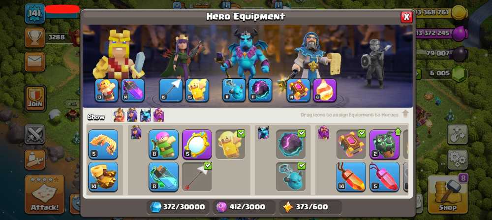 #470-FULL MAX TH 12-Lvl 141-King 65-Queen 65-Minion Prince 40-Warden 40 ...