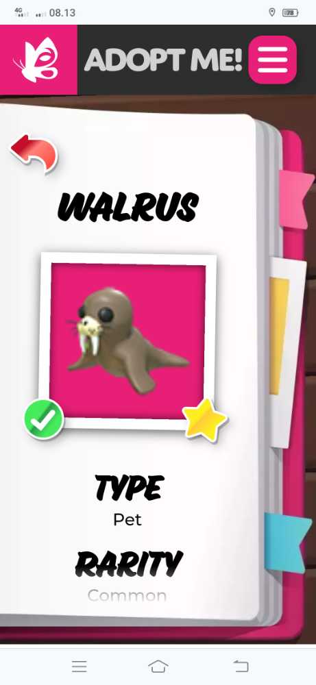 Walrus NFR Adopt Me Pet Roblox
