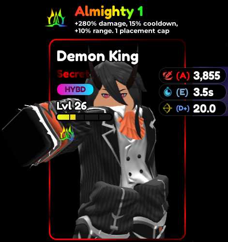 Almighty Demon King Unevolved Secret Diablo - Roblox Anime Defenders