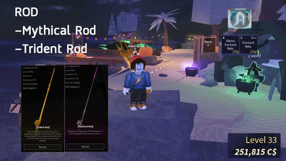 [ID-05]Fisch Account Level 33 Trident Rod !!! Mythic Rod !! [INSTANT ...