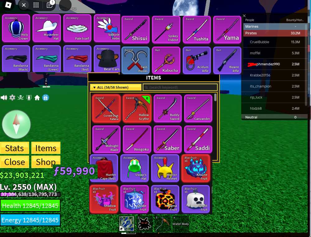 Blox Fruits / Kitsune-Shadow Inventory / CDK-HS-GHM / 23m Beli / 59k ...