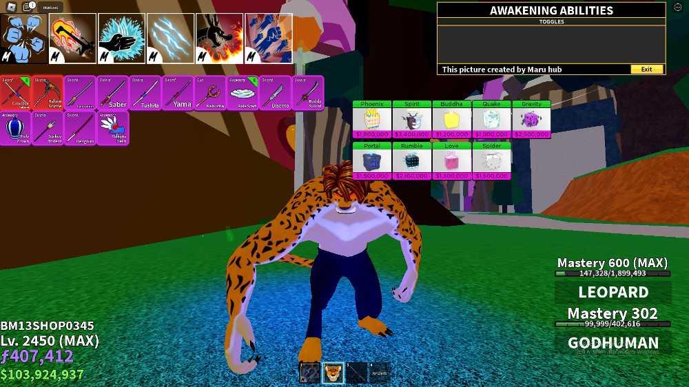 Blox Fruit Account Lv:2450Max | Awaken Leopard