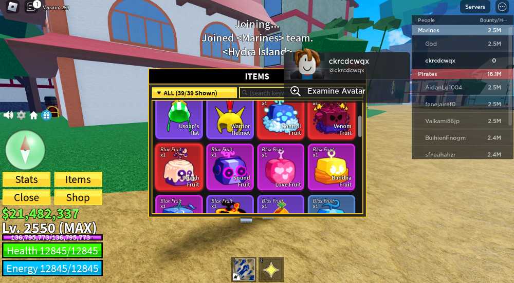 Blox Fruits Dough Fruit Inventory+2550