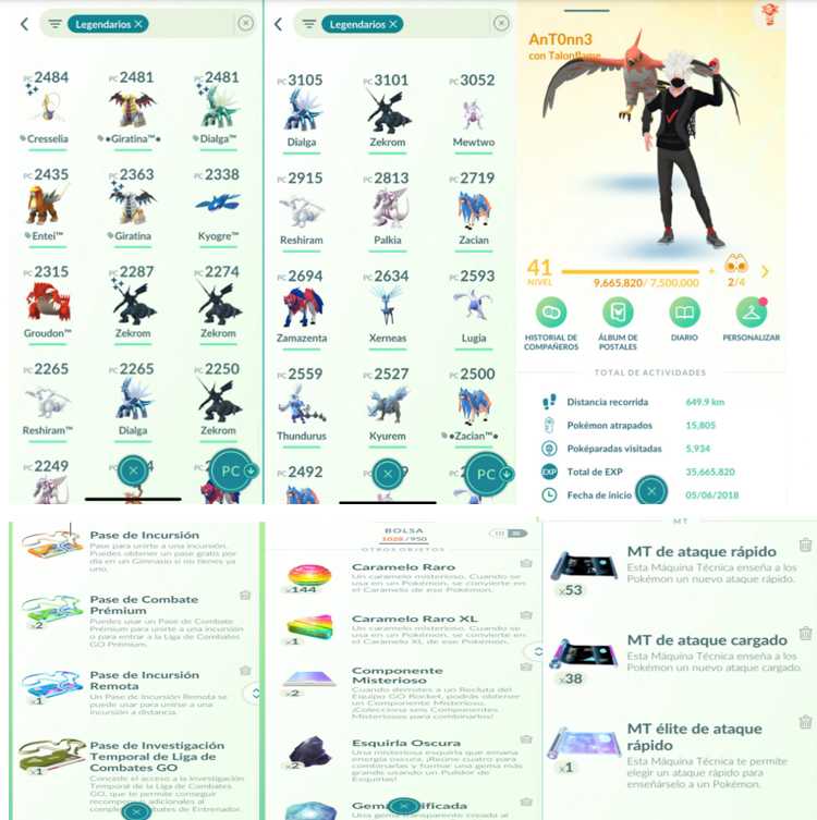 2018 POKEMON GO ACCLVL 41POKEDEX 670491 POKEMONS60 SHINY71 LEGENDARY