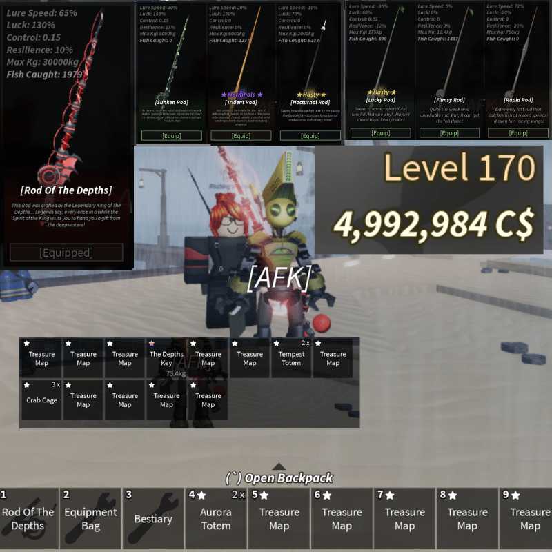 ID16Fisch: Level 170 - 4M9 C$ - Rod of the Depths - Sunken Rod ...