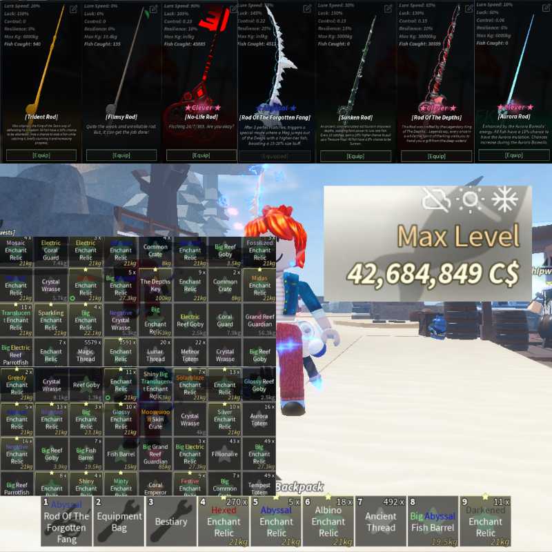 ID33_Fisch | Level 750 Max- 42m C$ | Rod of the Forgotten Fang, No-Life ...