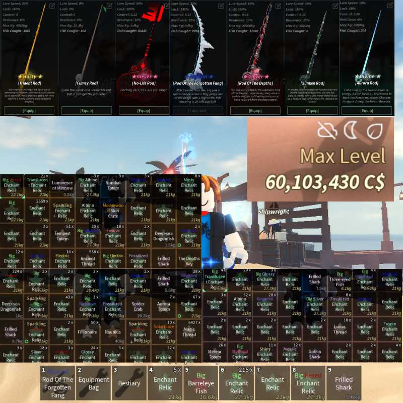 ID19_Fisch | Level 750 Max- 60m C$ | Rod of the Forgotten Fang, No-Life ...