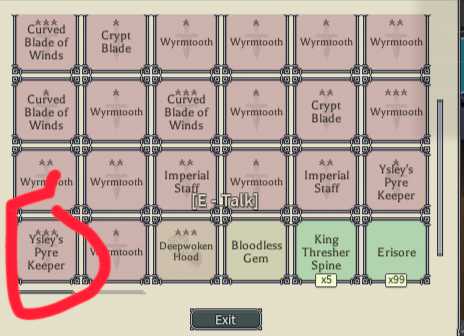 Deepwoken 3* Ysley's Pyre Keeper Pen