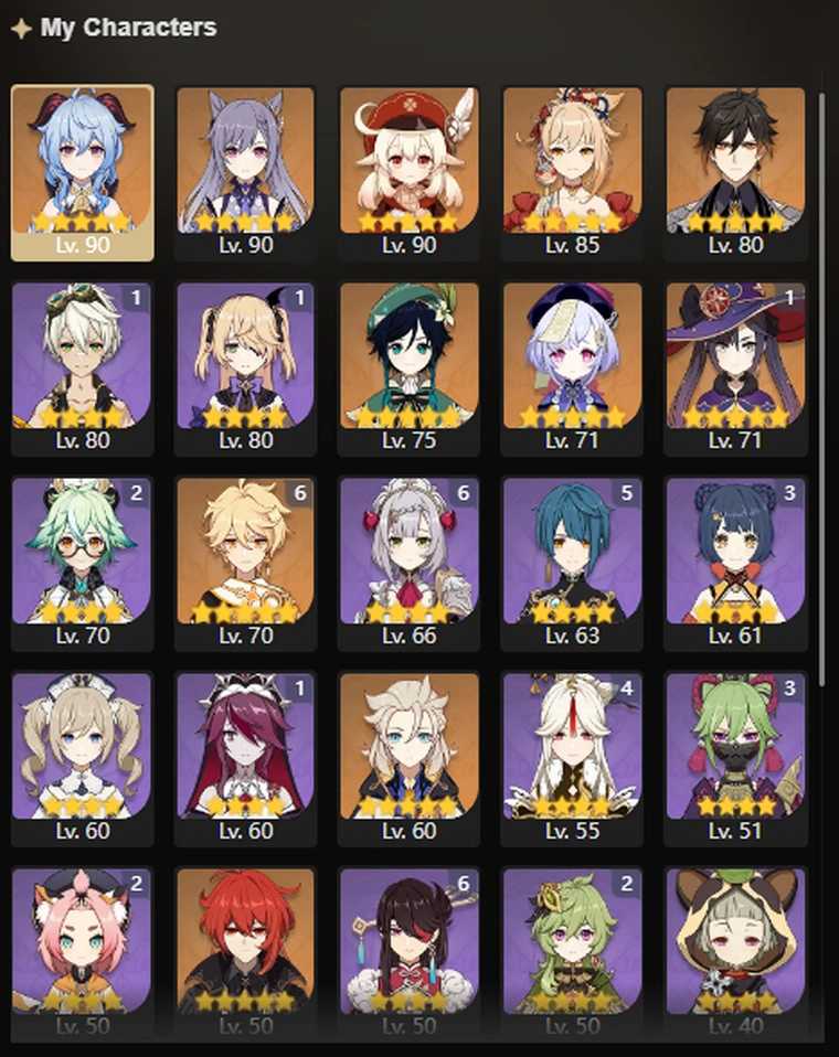 Asia - 56 AR Ganyu, Zhongli, Klee, Diluc, Mona, Keqing, Yoimiya, Venti ...