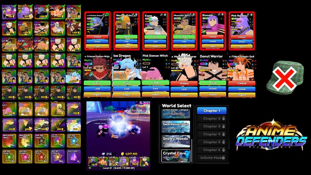 ID.097 Anime Defenders Shiny 6 Mythic 🪙1M 29 Mythic Shiny Mythic EVO ...