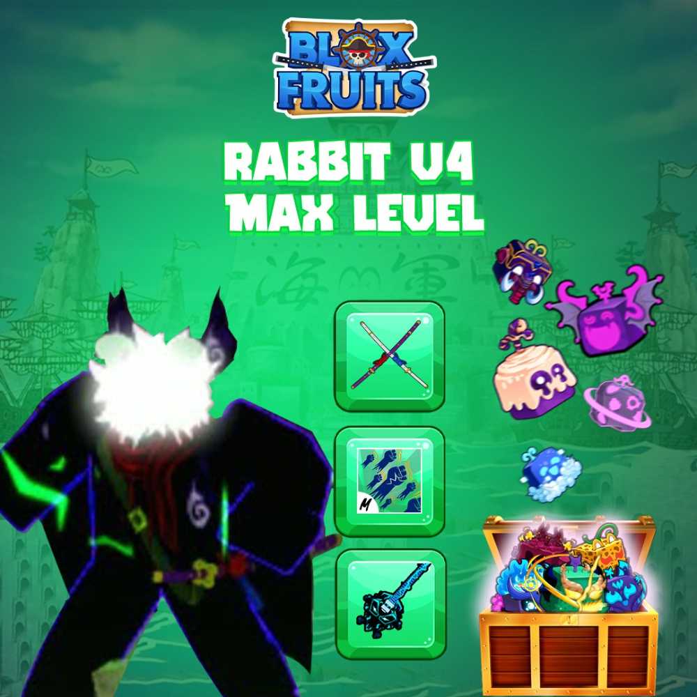 BLOX FRUIT 2550 LEVEL Rabbit V4 full gear GHM CDK Skull Guitar Melee V2 ...
