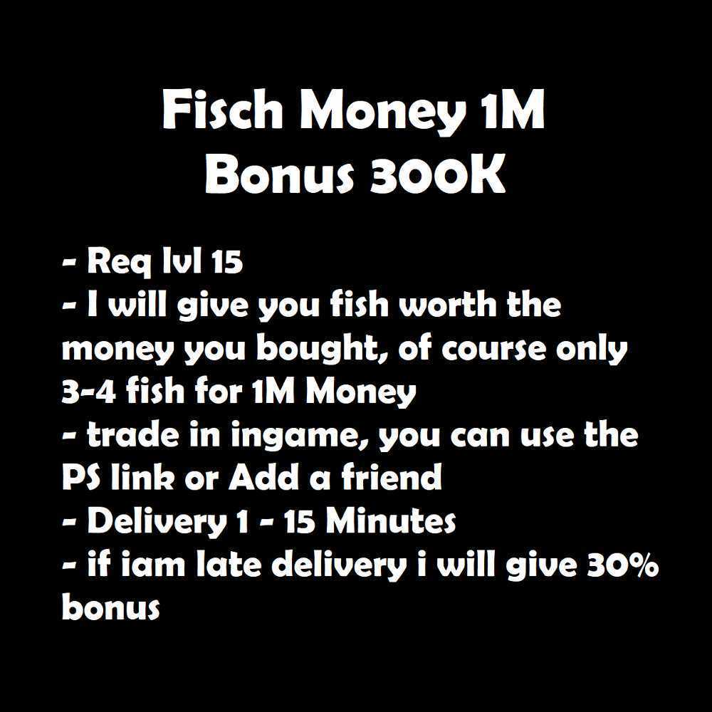 [Fisch] 1M + 300K Bonus C$ Money Fisch / Cash in Fisch Roblox (trade ...