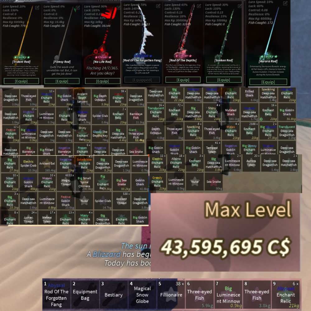 ID 346 Fisch: Level 750 Max- 43m C$ - Rod of the Forgotten Fang, No ...