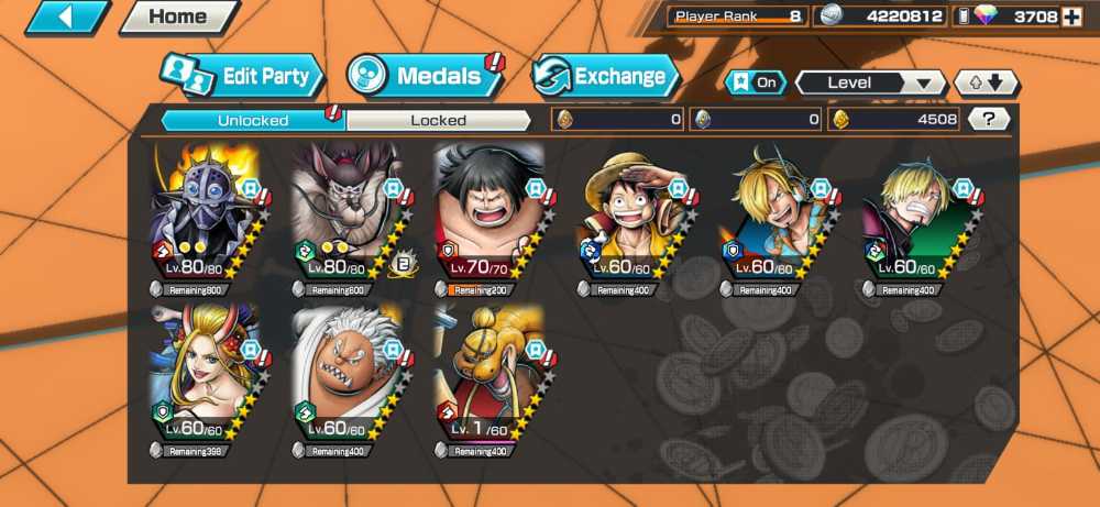 Jabra+Sanji egg+EXMillonaire Luffy+3700 RD + 4500 GF ANDROID
