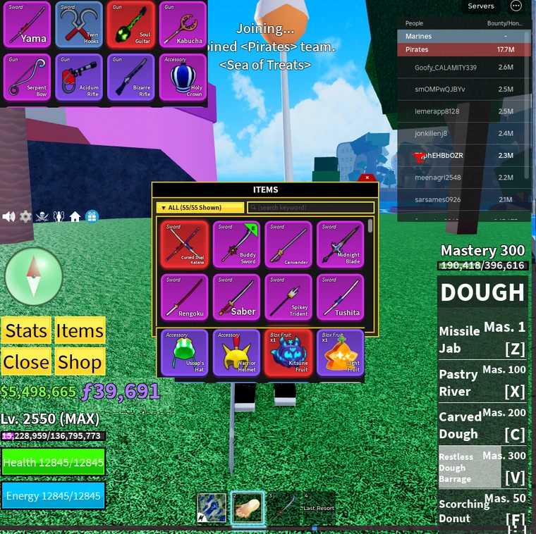 Blox Fruits / Kitsune Inventory / CDK-GHM-SG / -DOUGH V2 / 5M BELI ...