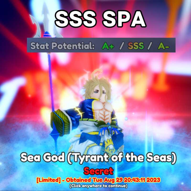 A607Sea God SSS SPA 10.0%- Anime Adventures - Instant Delivery