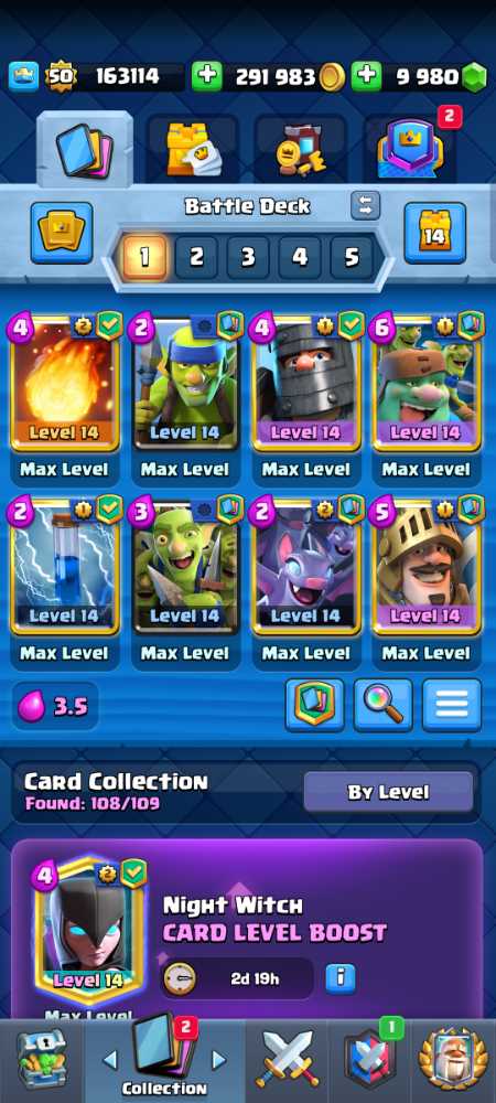 KT LEVEL 14 - 63 CARDS MAXX - 108 CARDS - GEMS 9980 - 68 EMOTES
