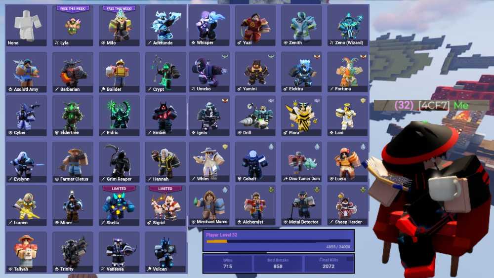 [BedWars] keef: 43 Kits (Sheila, Sigrid + Elektra), 9 Skins | [Blox ...