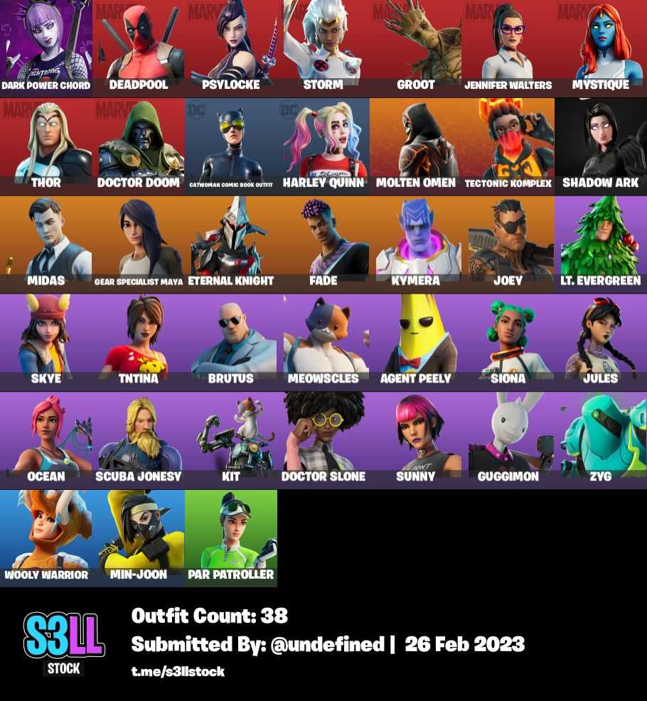 38 SKINS - CATWOMAN - HARLEY QUINN - MOLTEN OMEN - PSYLOCKE - MIDAS ...