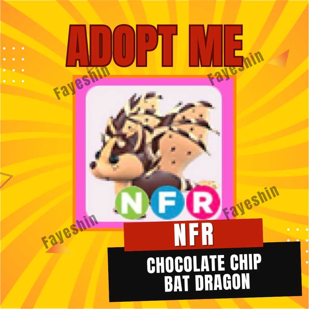 Adopt Me NFR Chocolate Chip Bat Dragon Neon Fly Ride CCBD