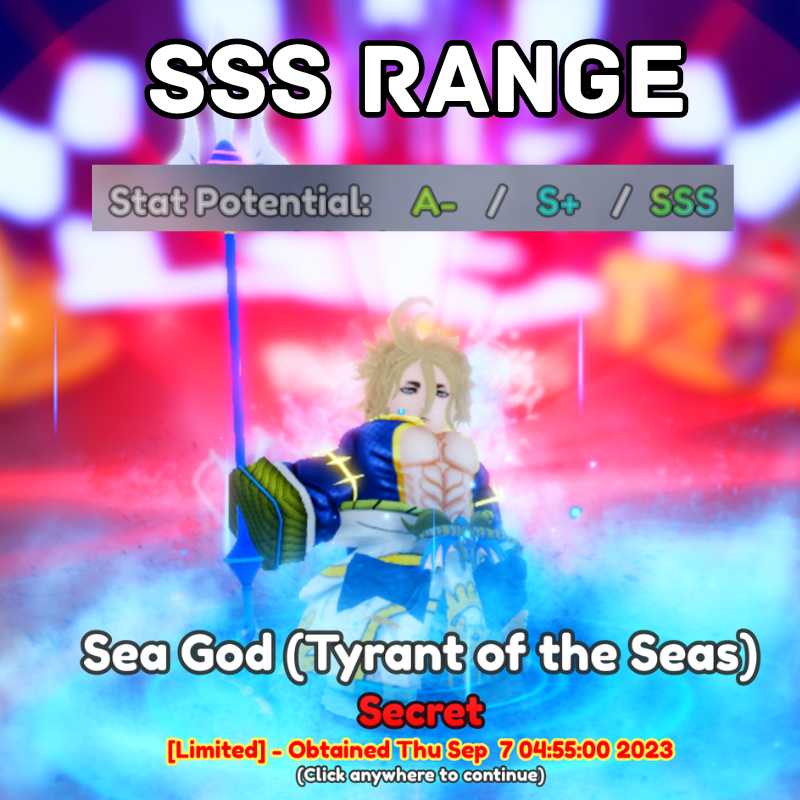 A540Sea God SSS RANGE / 10.7% - Anime Adventures - Instant Delivery