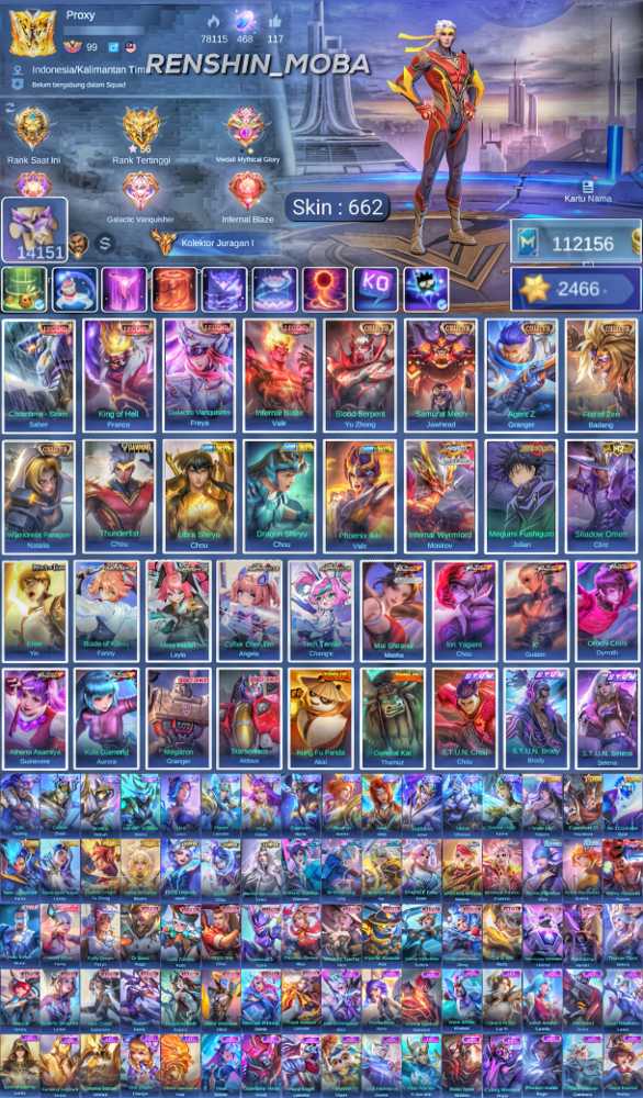 662 Skins. 4 Legend. 5 Collector. Chou Dawning. Chou Daint Seiya Gold ...