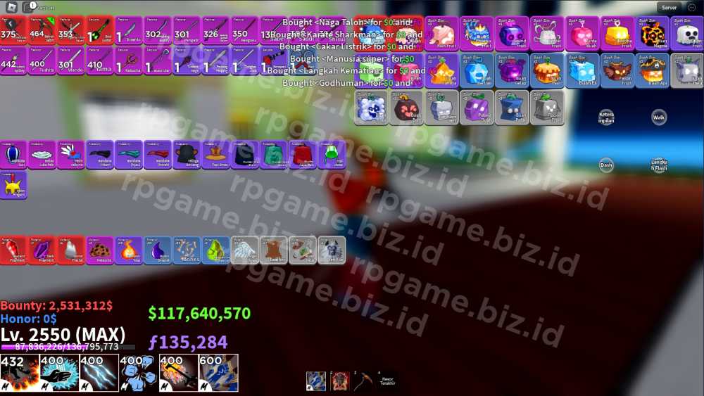 Blox Fruits| Lv2550 | Godhuman + Cursed Dual Katana + True Triple Katana + Hallow Scythe + Soul ...