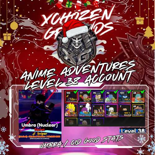 Anime Adventures - Level 38 Account with Secret Umbra / Cid
