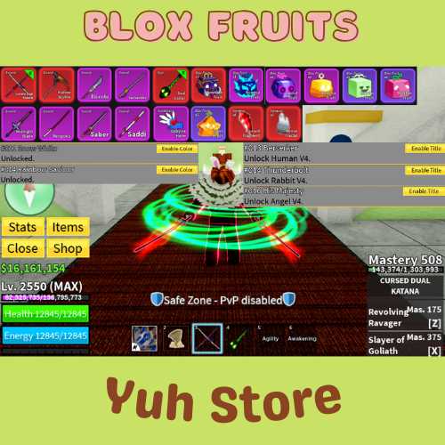Blox Fruit Account Lv:2550Max | Full Gear Awaken Mink (Rabbit) + Human ...