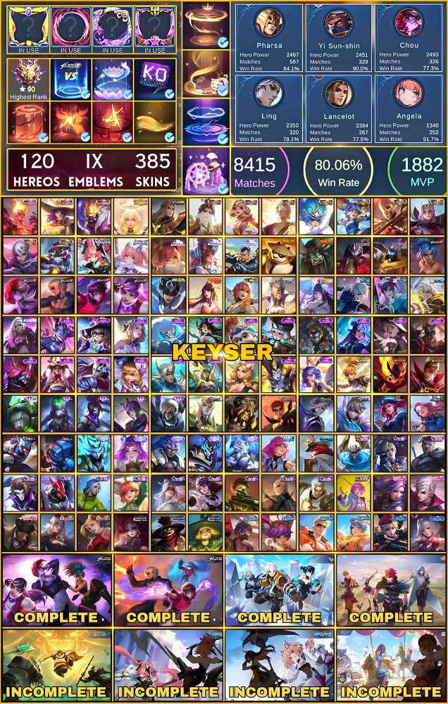 80% All Season Winrate| High Winrate Heroes| 9 Collectors| 3 Legends| 4 ...