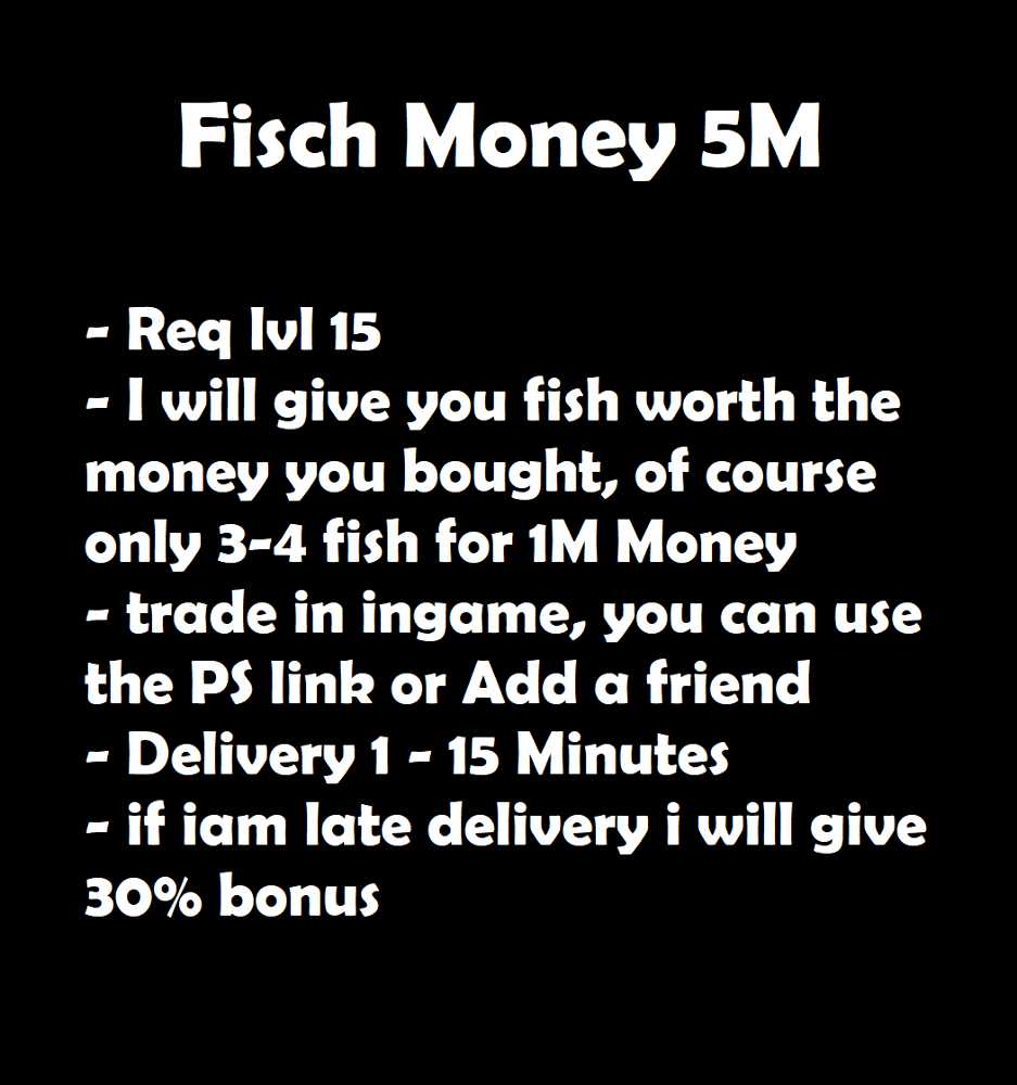 [Fisch] 5M C$ Money Fisch / Cash in Fisch Roblox (trade fish) - Fast ...
