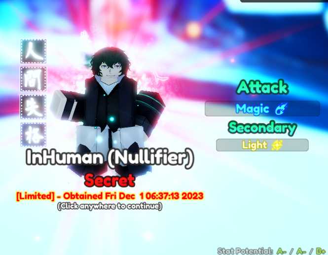 INHUMAN - A-/A-/B+ - ANIME ADVENTURES