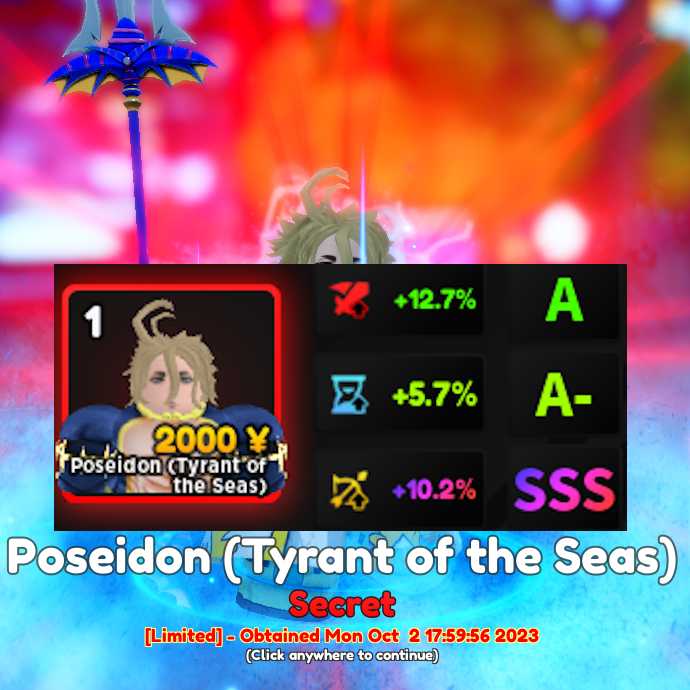 SSS Range - Poseidon ( Tyrant of the seas ) Evo - Anime Adventures AA