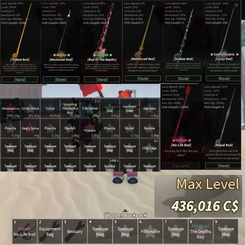 ID131Fisch: Level 750 Max - No-Life Rod , Rod of the Depths,Trident Rod ...