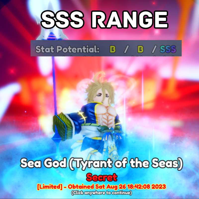 A608Sea God SSS RANGE 10.1% - Anime Adventures - Instant Delivery