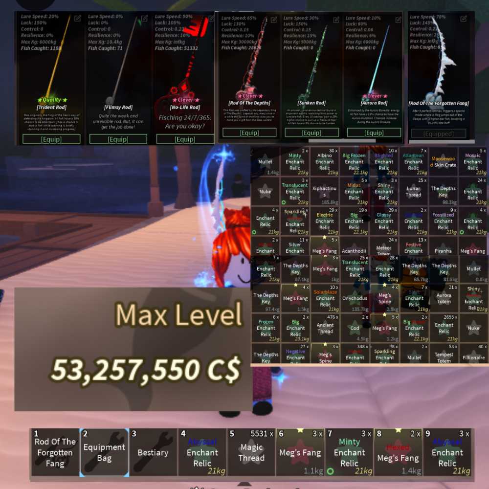 ID 357 Fisch: Level 750 Max- 53M C$ - Rod of the Forgotten Fang, No ...