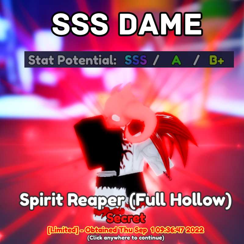 A214Spirit reaper Evo SSS DMG 21.2% - Anime Adventures - Instant Delivery