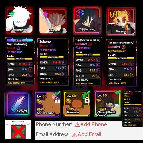 Anime Vanguards Shiny Gojo 0.1 + Sukuna 0.1