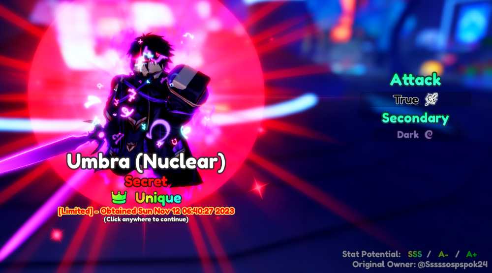Anime Adventures\ UNIQUE CID/UMBRA SSS damage
