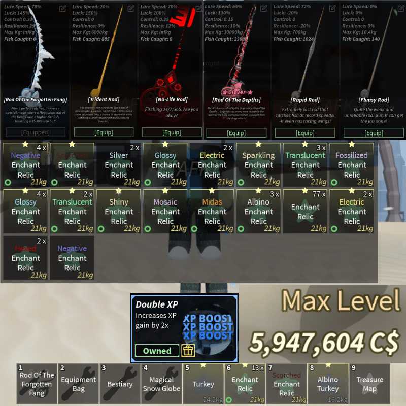 ID268Fisch: Level 750 Max 5M9 C$ X2 Exp - Rod of the Forgotten Fang, No ...