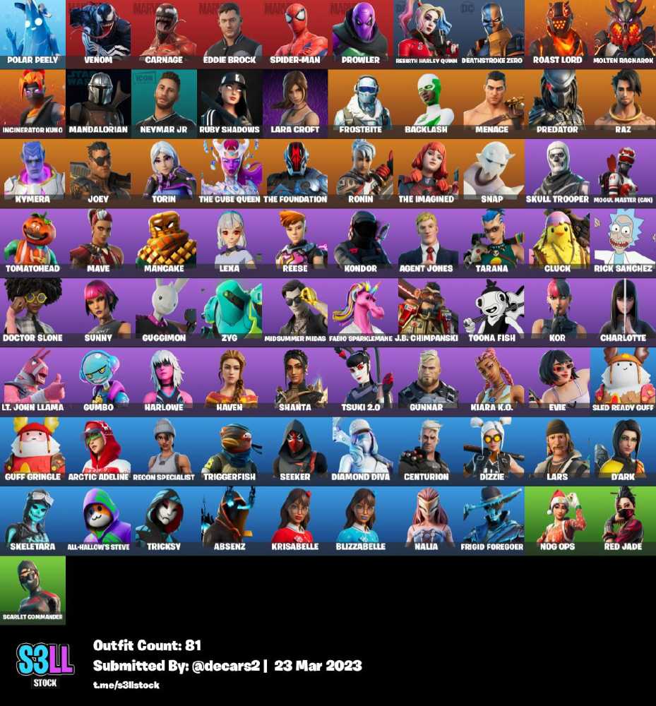 81 SKINS / VENOM / CARNAGE / SPIDER-MAN / SKULL TROOPER / SKELETARA