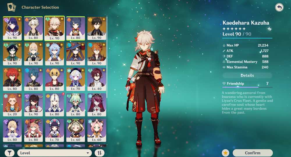 CODE 513 | EU AR 58 13x5 Zhongli + PJWS, Venti, Raiden Shogun, Ganyu + Amos Bow, Kazuha, Childe ...