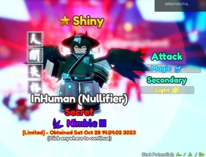 INHUMAN SHINY - A-/A/B+ - ANIME ADVENTURES
